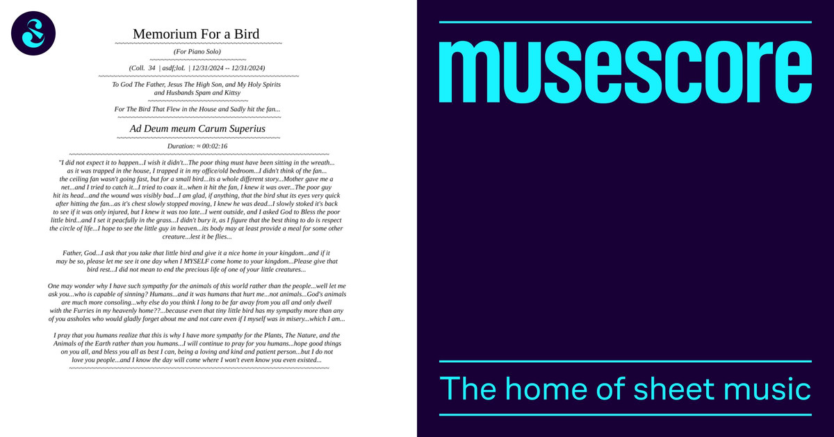 [UNCATALOGUED] - Memorium For a Bird - (Coll.34/Coll.U.2) Sheet music ...