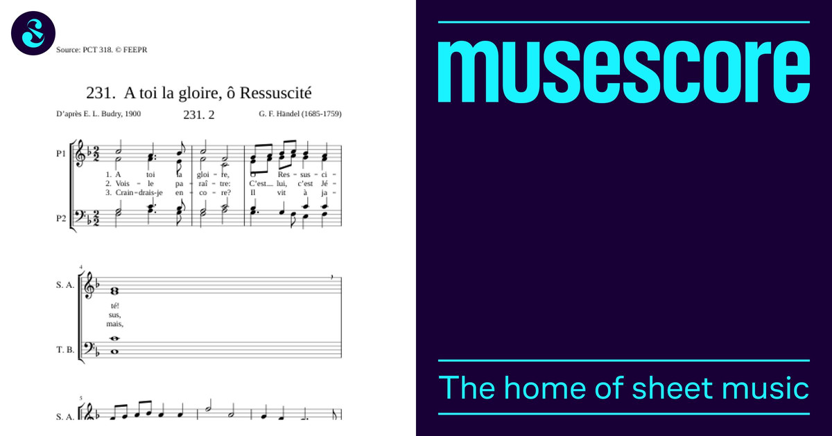 231. A toi la gloire, ô Ressuscité Sheet Music for Piano, Soprano (Piano-Voice) | MuseScore.com