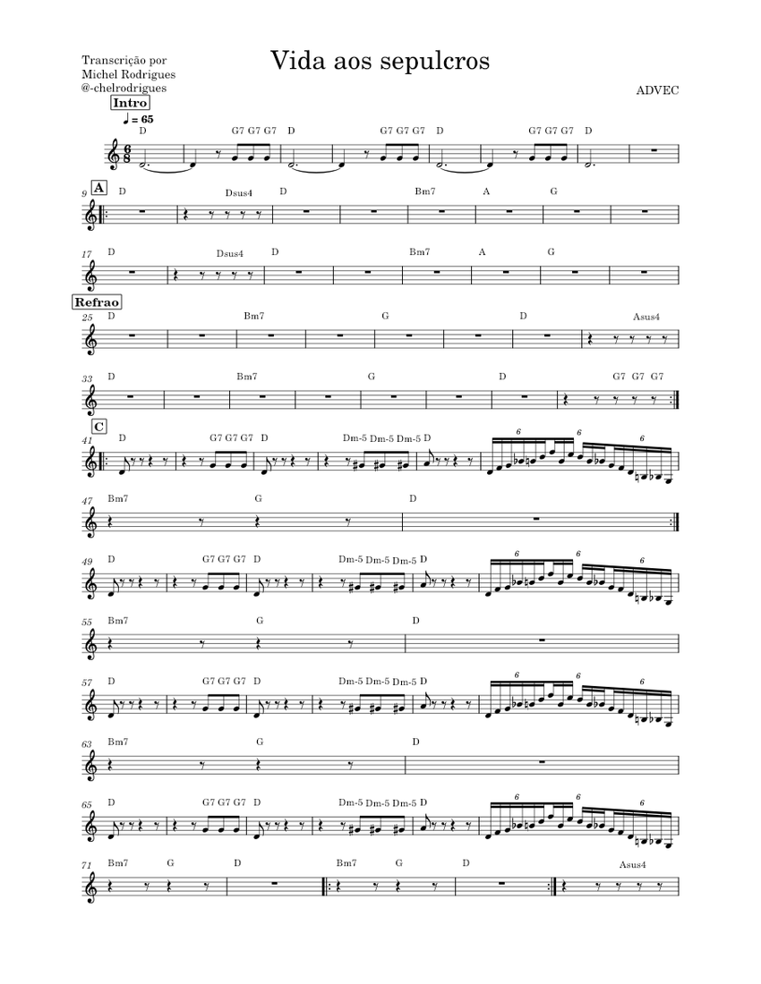 Vida aos sepulcros - ADVEC Sheet music for Piano (Solo) | Musescore.com