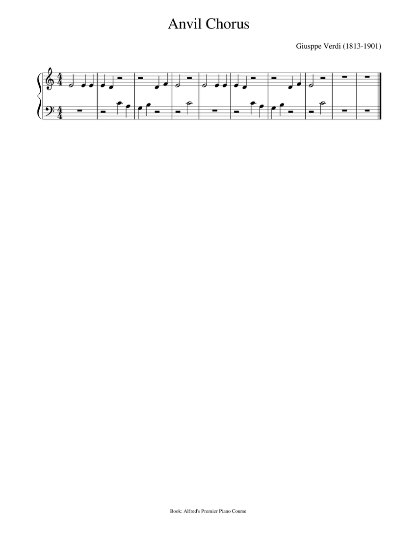 Anvil Chorus Easy Sheet Music Sheet music for Piano (Solo) | Musescore.com