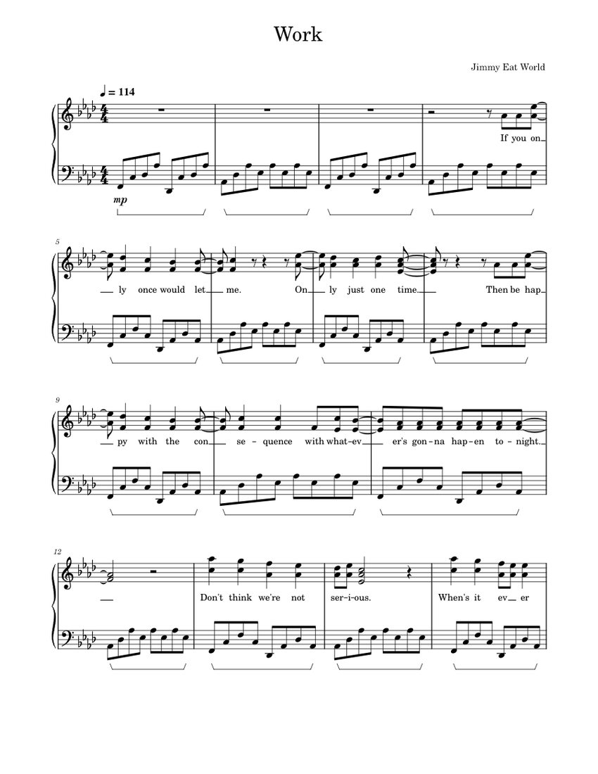 Work – Jimmy Eat World - piano tutorial