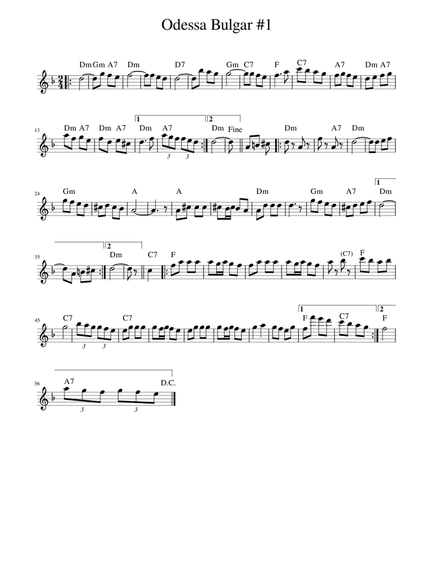 Odessa Bulgar #1 Sheet music for Piano (Solo) Easy | Musescore.com