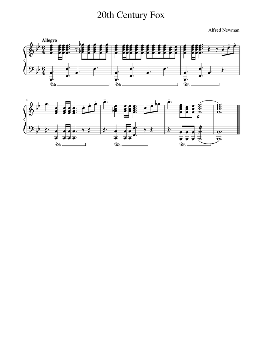 20th Century Fox Intro Sheet Music for Piano (Solo) easy | MuseScore.com