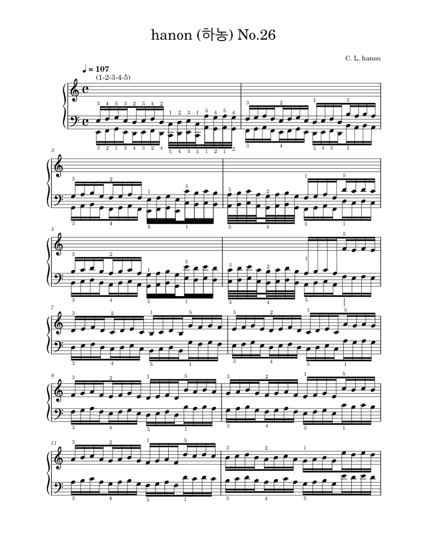 hanon 하농 No.26 Sheet Music for Piano (Solo) | MuseScore.com