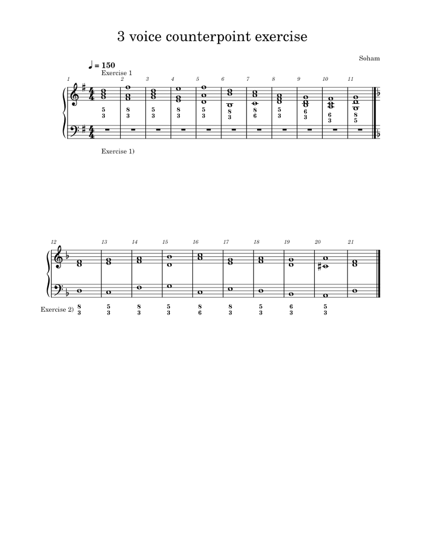 3 voice counterpoint exercise Sheet music for Piano (Solo) Easy ...