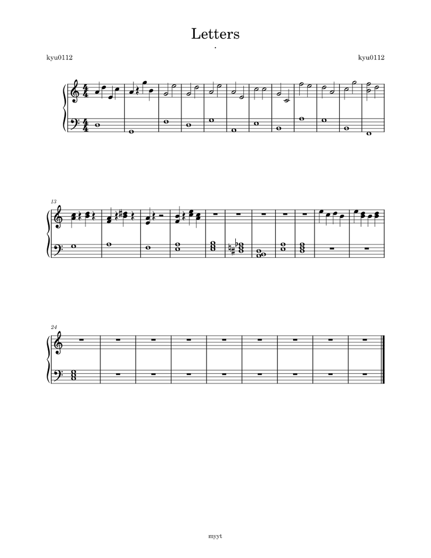 Letters Sheet music for Piano (Solo) Easy | Musescore.com
