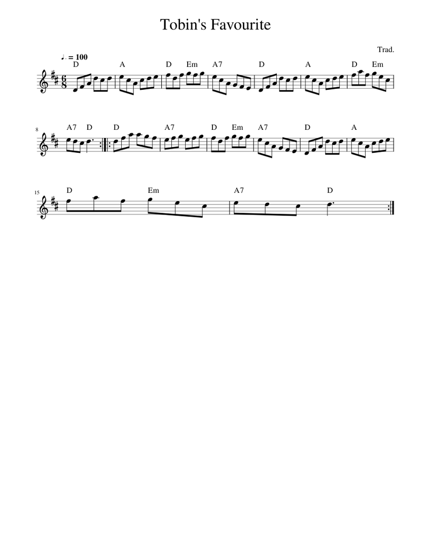 Traditional music - Tobin's Favourite Sheet music for Piano (Solo ...
