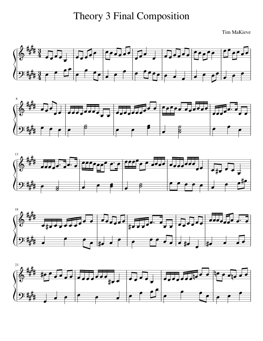 Theory 3 Final Composition Sheet music for Piano (Solo) Easy ...