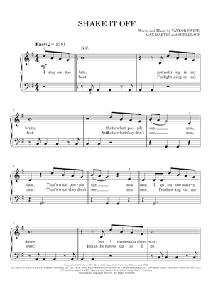 Shake It Off - Taylor Swift Sheet Music for Piano (Solo) | MuseScore.com