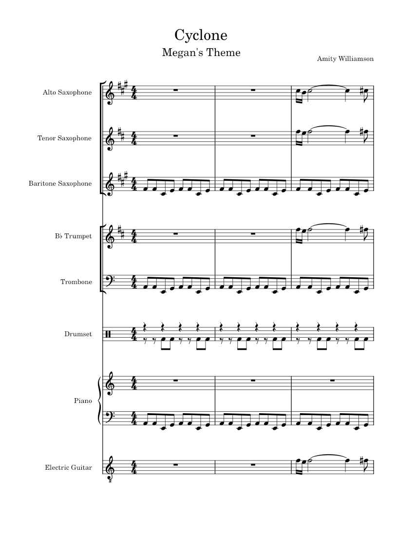 Cyclone Sheet Music for Piano, Trombone, Saxophone alto, Saxophone ...