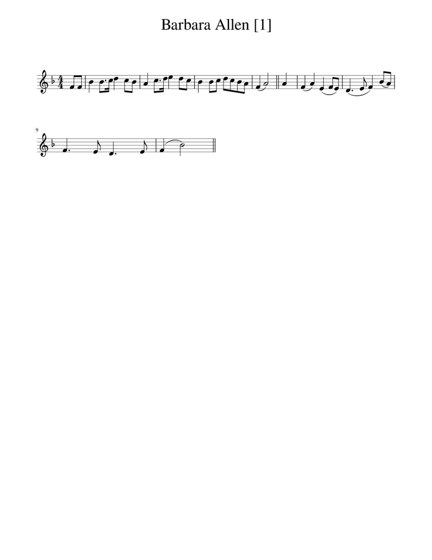 Barbara Allen Sheet music for Piano (Solo) Easy | Musescore.com