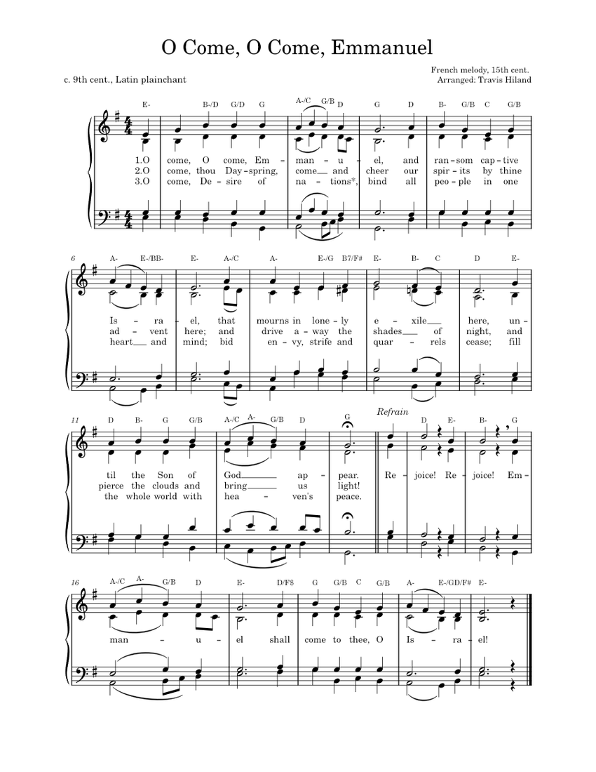 O Come, O Come, Emmanuel Sheet music for Piano (SATB) | Musescore.com