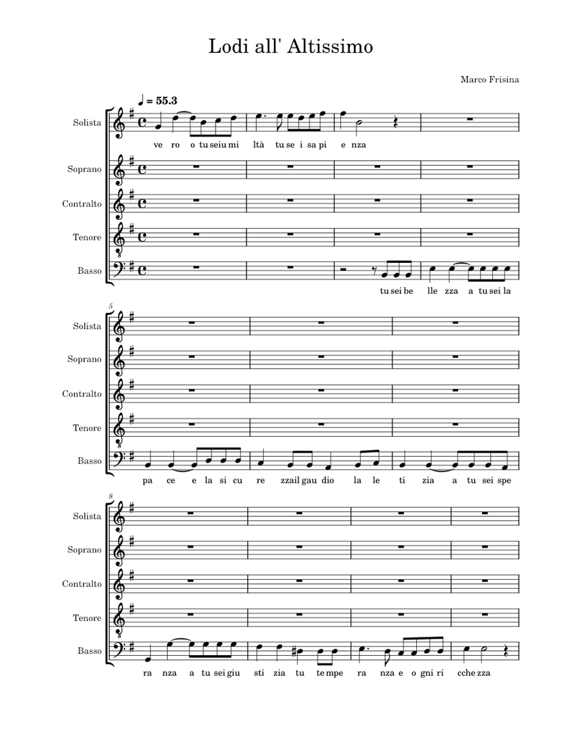 Lodi all' Altissimo bassi Sheet music for Soprano, Alto, Tenor, Bass ...