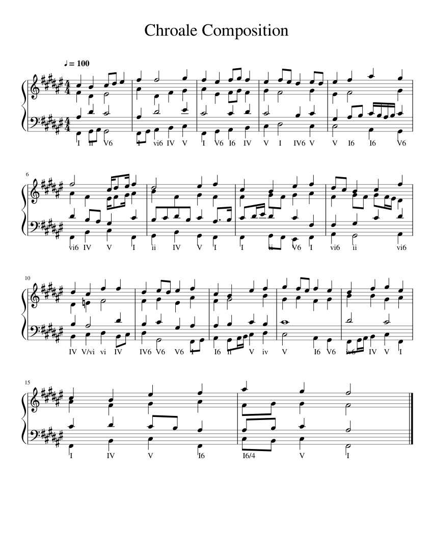 Chorale Composition Sheet Music for Piano (Solo) easy | MuseScore.com