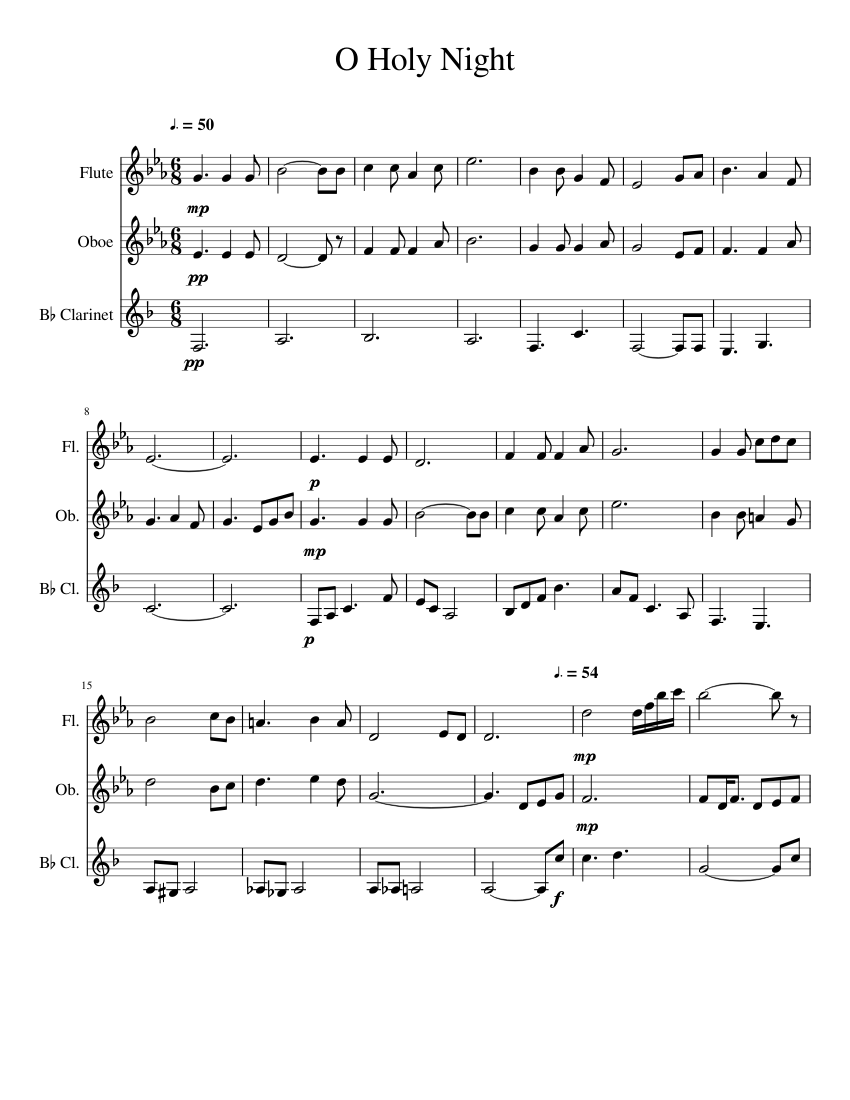 O Holy Night Sheet music for Flute, Oboe, Clarinet in b-flat (Mixed ...