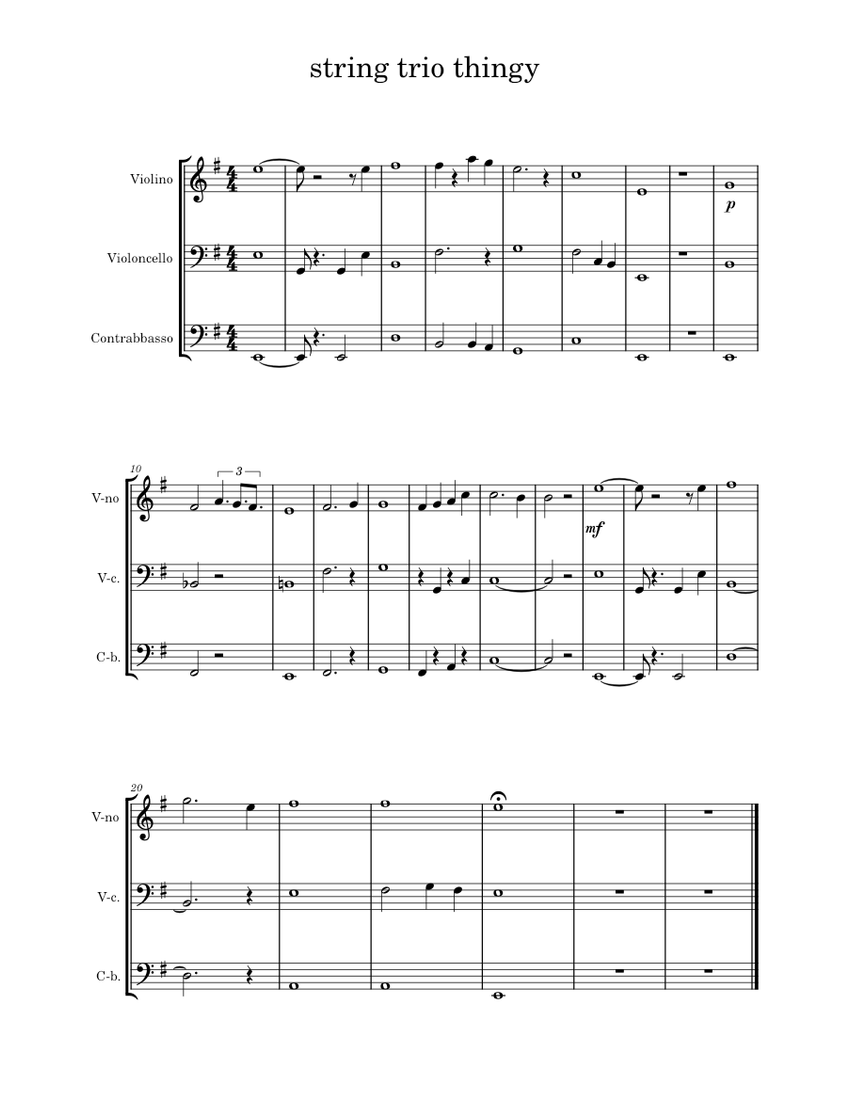 string trio thingy Sheet music for Contrabass, Violin, Cello (String ...