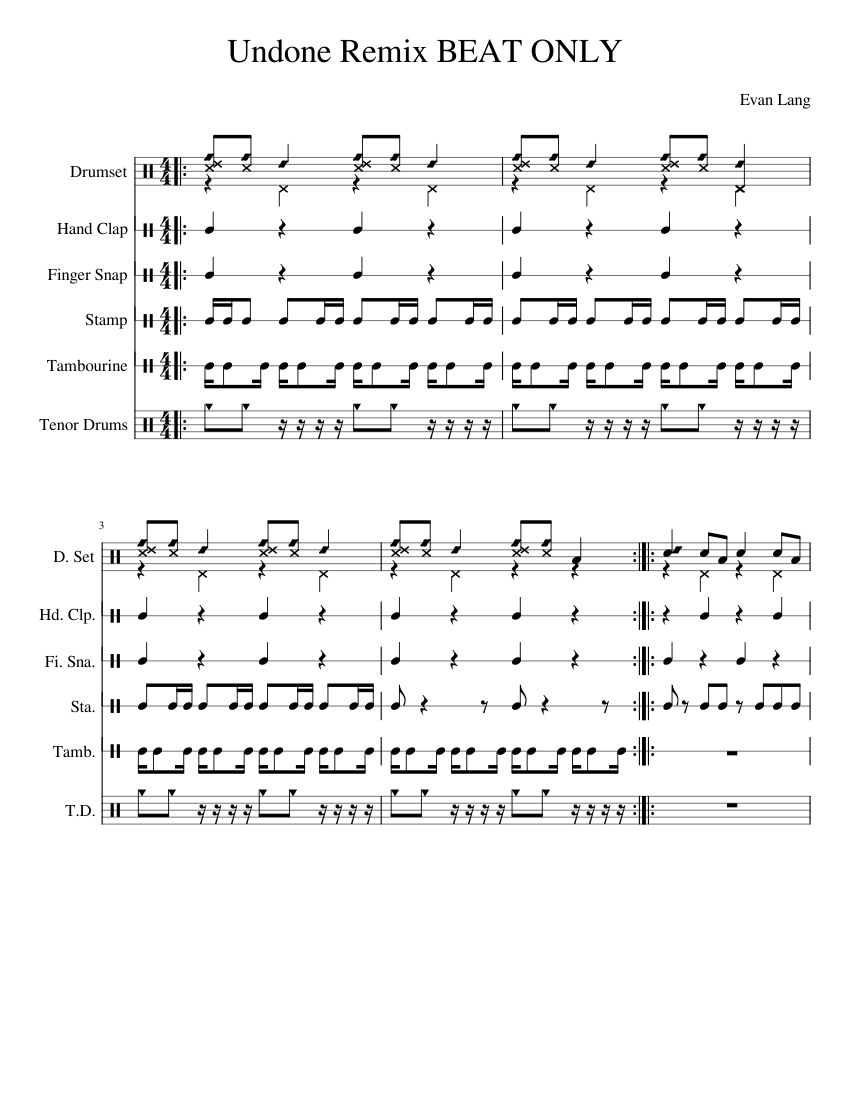 Beat NO TRIANGLE Sheet music for Tambourine, Drum group, Tenor drum ...
