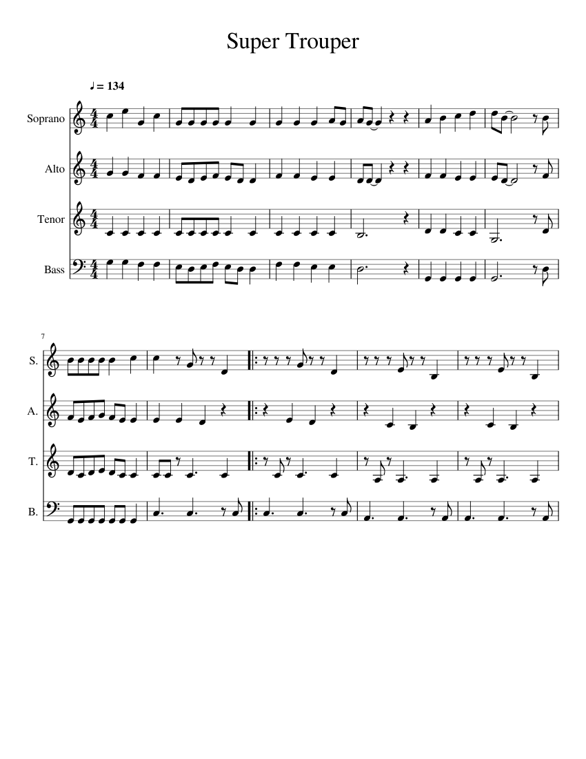 Super Trouper Sheet music for Piano (Mixed Quartet) | Musescore.com