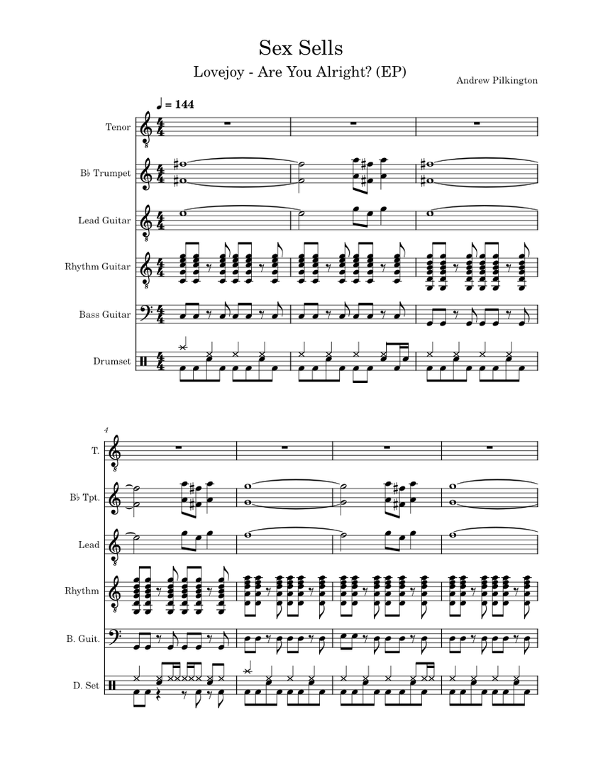 Sex Sells – Lovejoy Sex Sells by Lovejoy Sheet music for Tenor, Trumpet in b-flat, Guitar, Bass ...