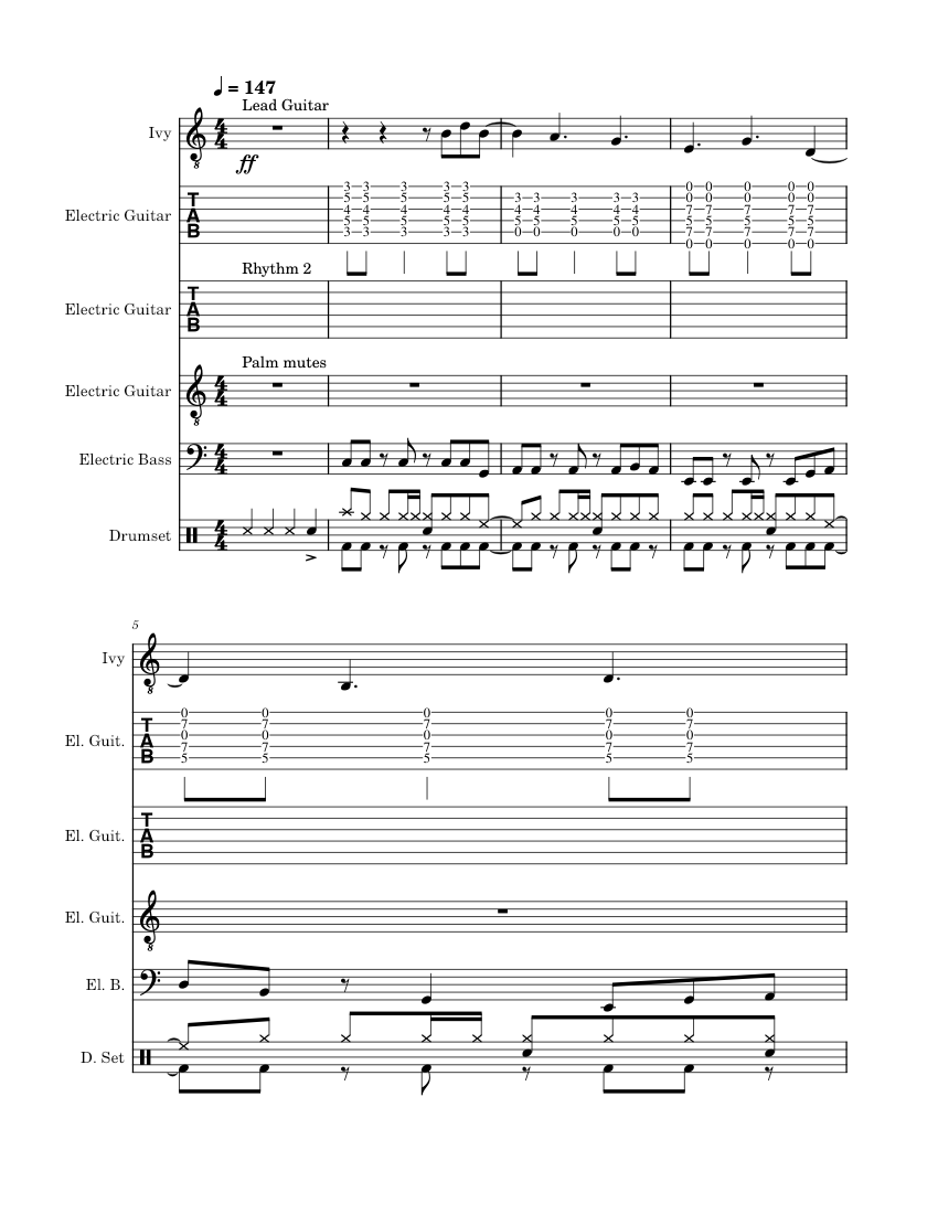 Ivy Sheet music for Guitar, Bass guitar, Drum group (Mixed Ensemble) | Musescore.com