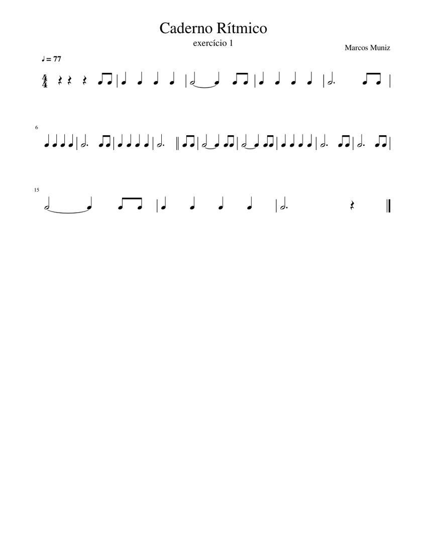 Caderno R tmico Exerc cio1 Sheet music for Piano (Solo) | Musescore.com