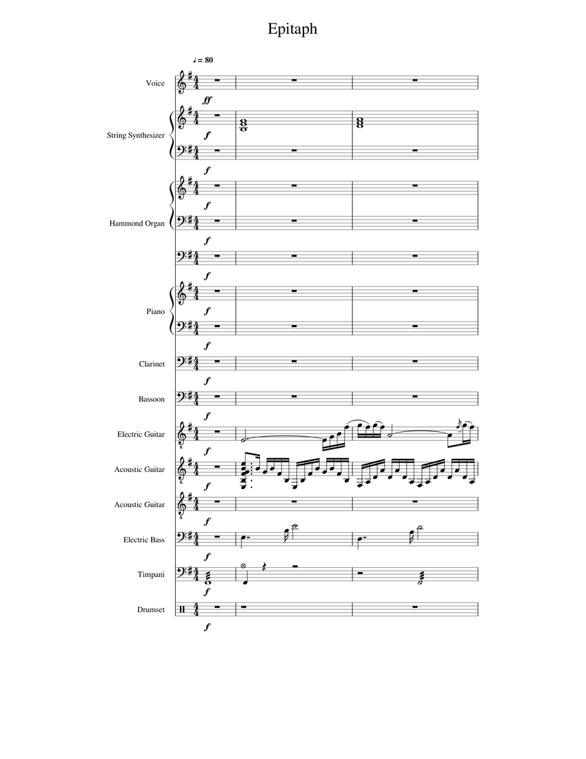 Epitaph Sheet Music for Piano, Organ, Vocals, Bassoon & more instruments (Mixed Ensemble ...