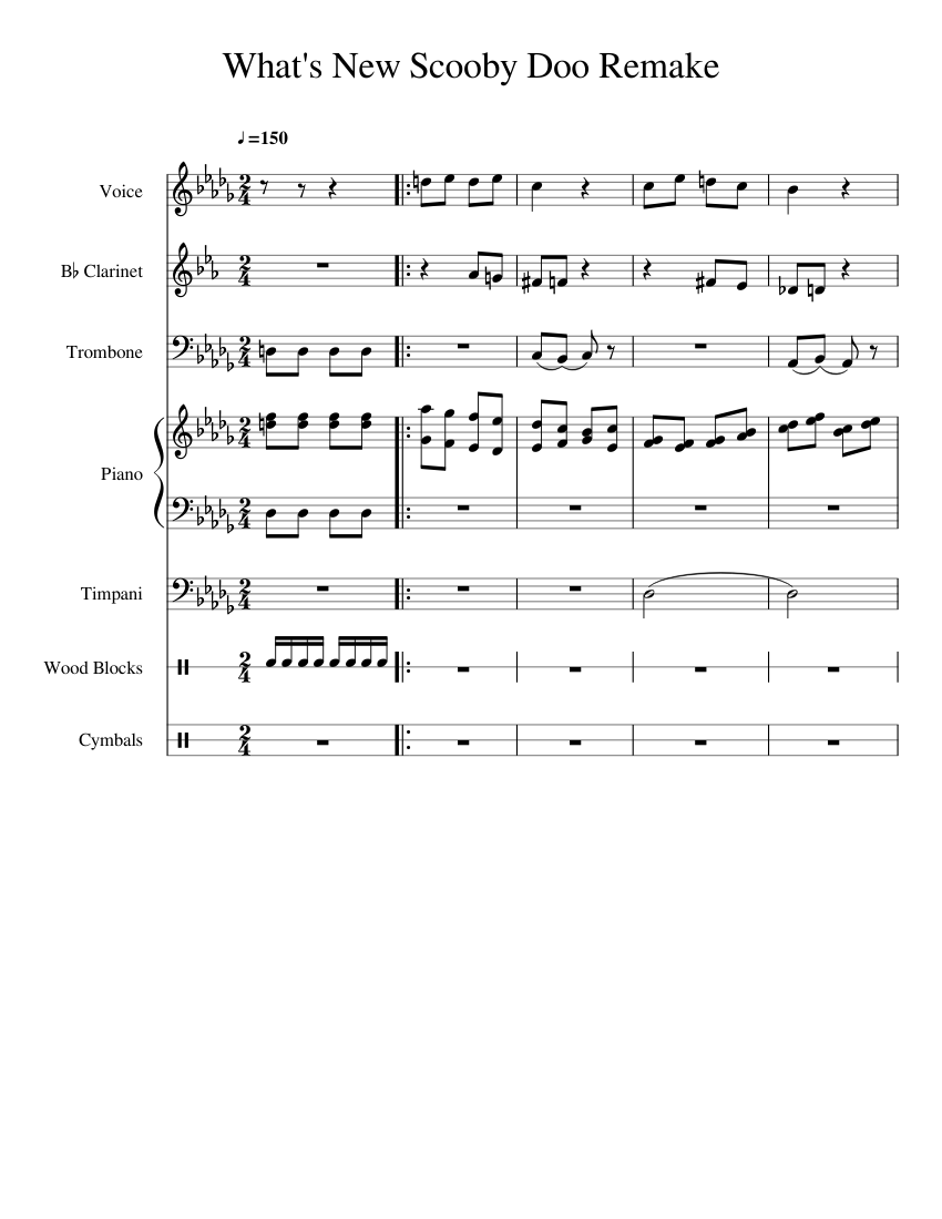 What s New Scooby Doo Remake Sheet Music for Piano, Trombone, Vocals ...