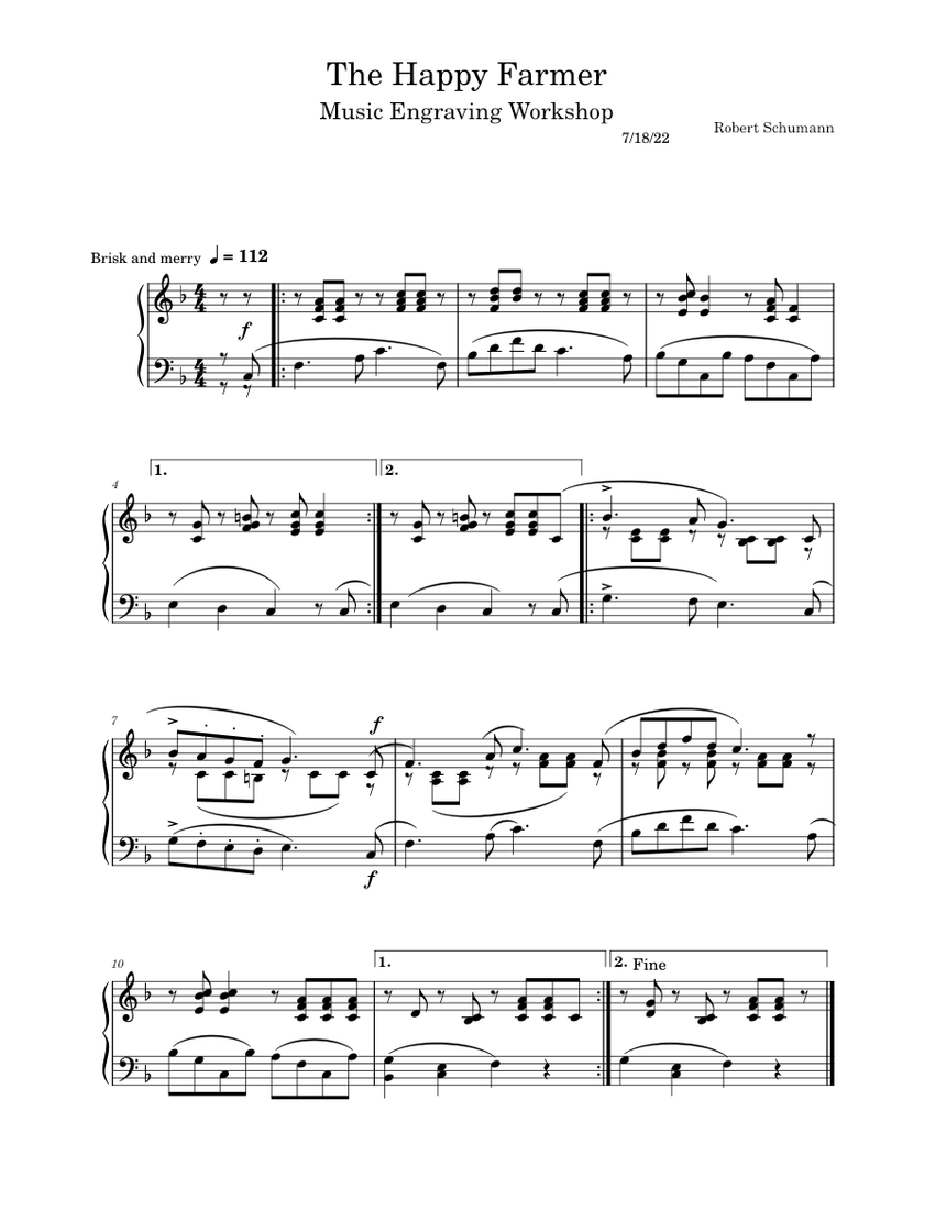 The_Happy Farmer, Robert Schumman Sheet music for Piano (Solo ...