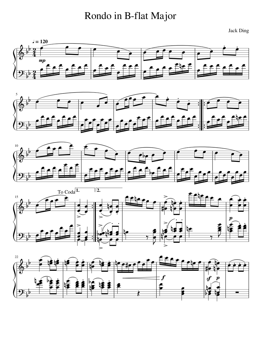Rondo in B-flat Major Sheet Music for Piano (Solo) | MuseScore.com