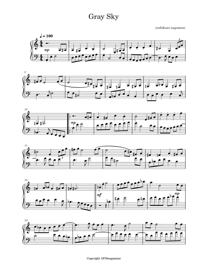 Gray Sky Sheet Music for Piano (Solo) | MuseScore.com