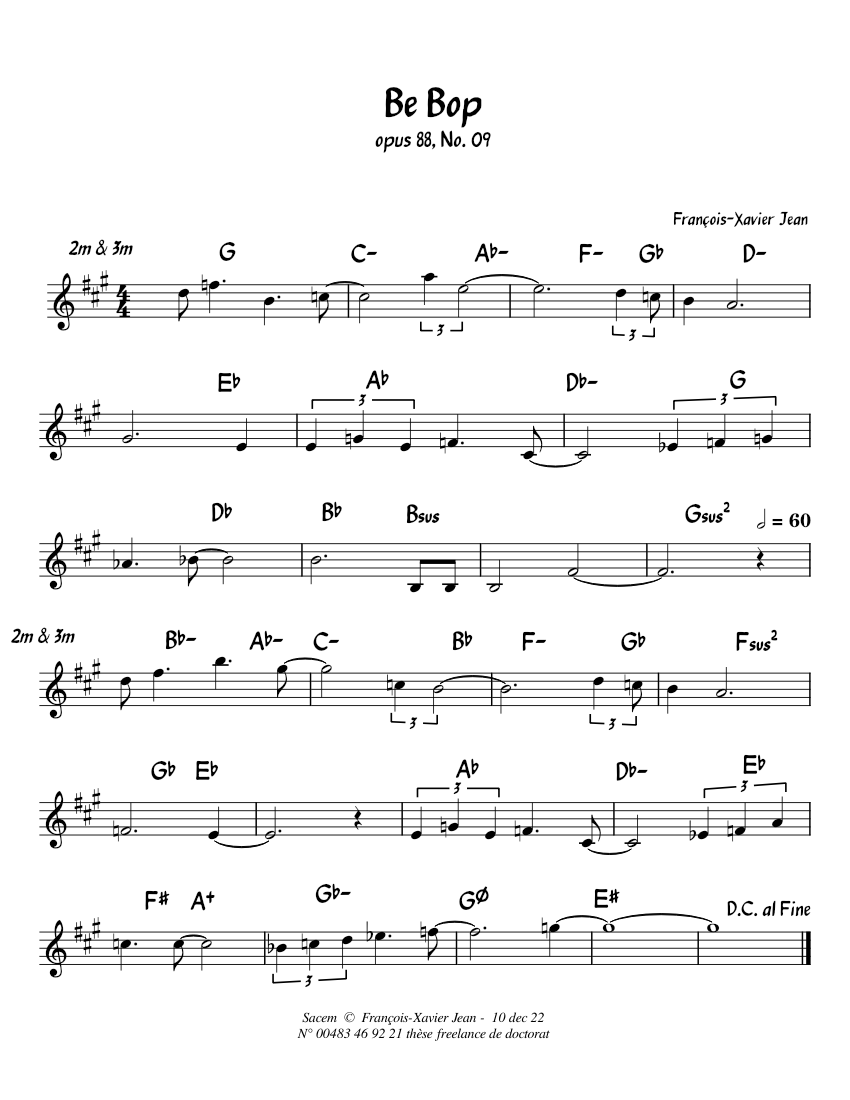 (opus 88, No.09) Be Bop Sheet music for Saxophone alto (Solo ...