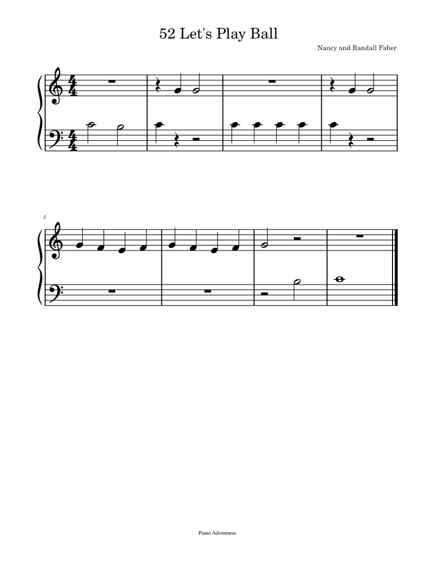 52 Let's Play Ball Piano adventures primer Sheet music for Piano (Solo ...