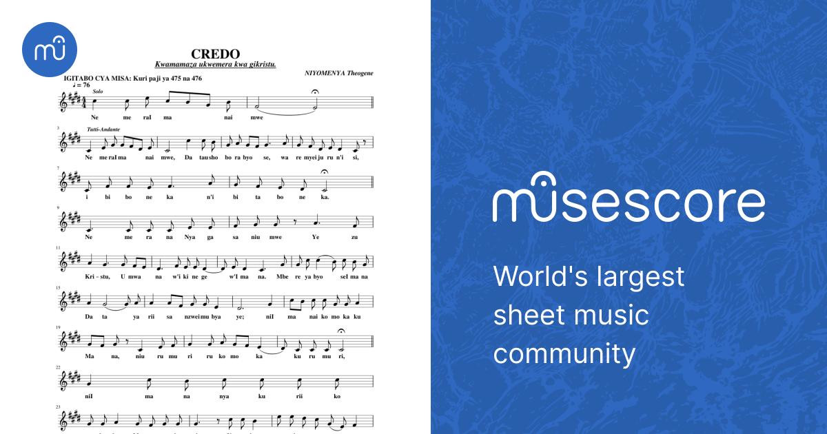 CREDO by Niyomenya Theogene Sheet Music for Piano (Solo) | MuseScore.com