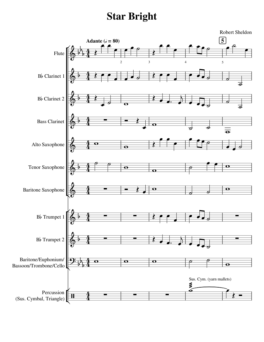 Star Bright Sheet music for Flute, Clarinet in b-flat, Clarinet bass ...