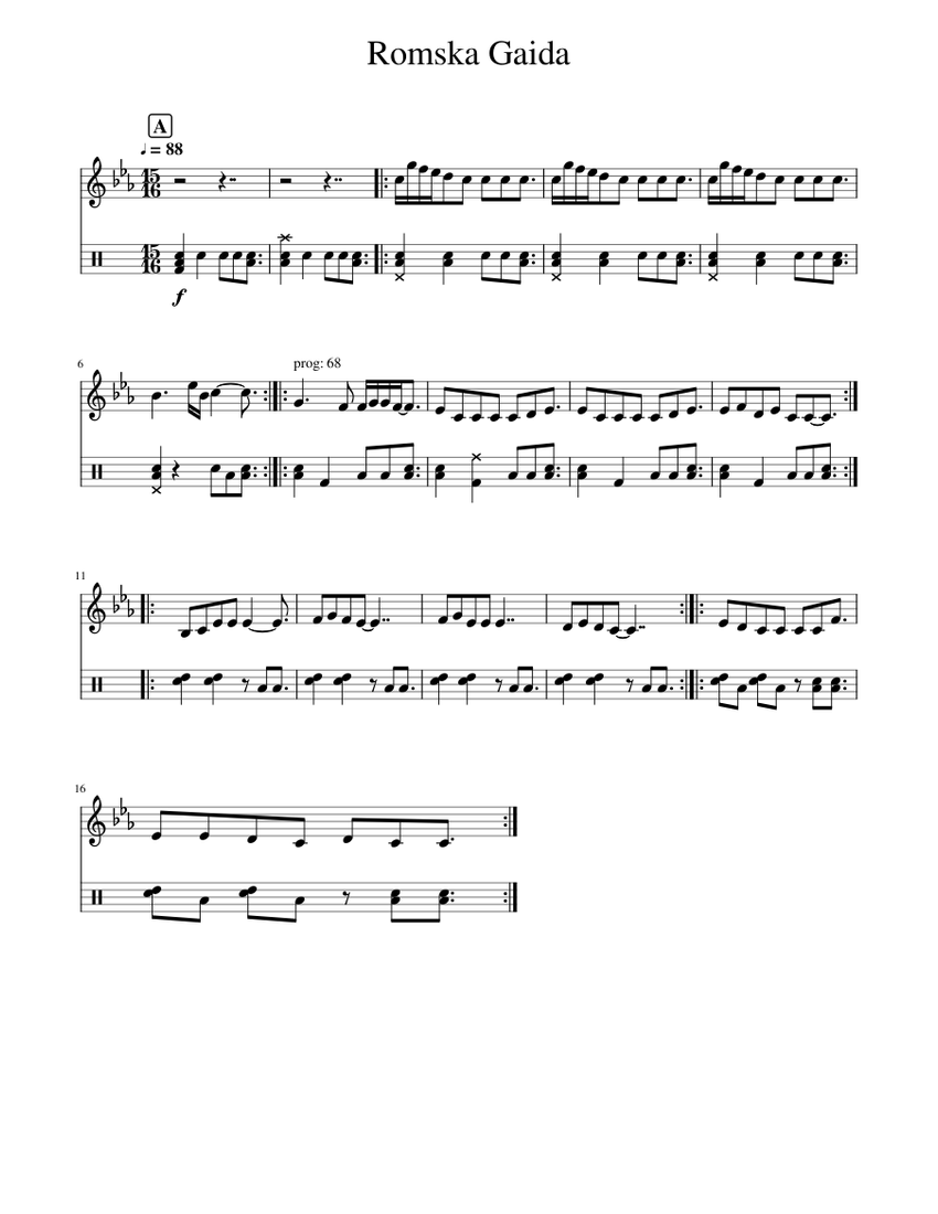 Romska Gaida Sheet music for Drum group, Woodwinds (other) (Mixed Duet ...