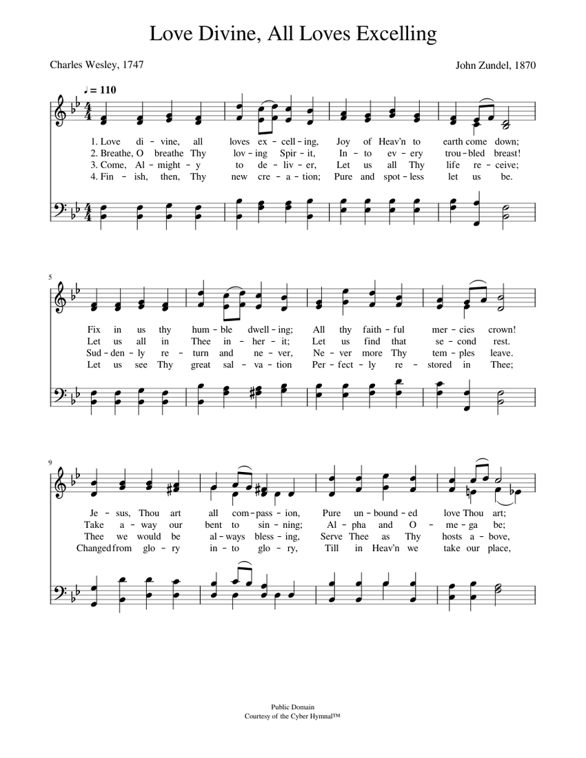 Love divine, all loves excelling - John Zundel Sheet Music for Piano ...