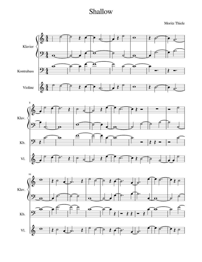 Shallow try 2 Sheet music for Piano, Contrabass, Violin (Mixed Trio ...