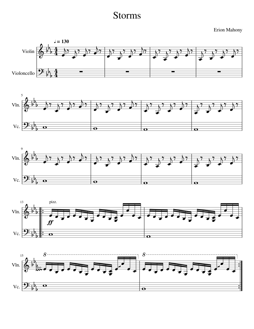 Storms Sheet music for Violin, Cello (String Duet) | Musescore.com