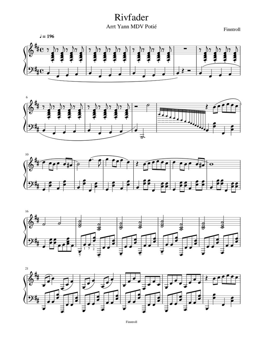 Finntroll - Rivfader Sheet music for Piano (Solo) | Musescore.com