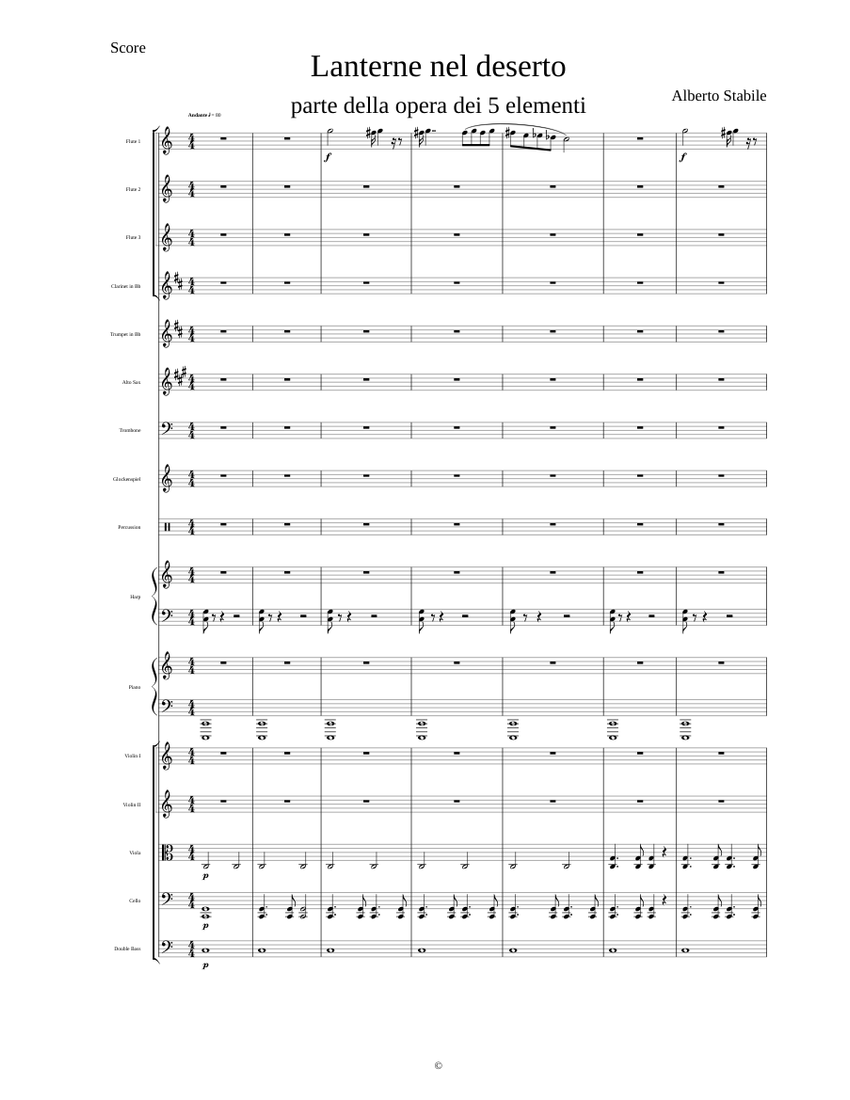Lanterne nel deserto by Alberto Stabile Sheet music for Piano, Trombone ...