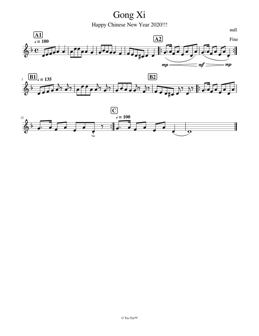 Gong Xi Sheet music for Violin (Solo) | Musescore.com