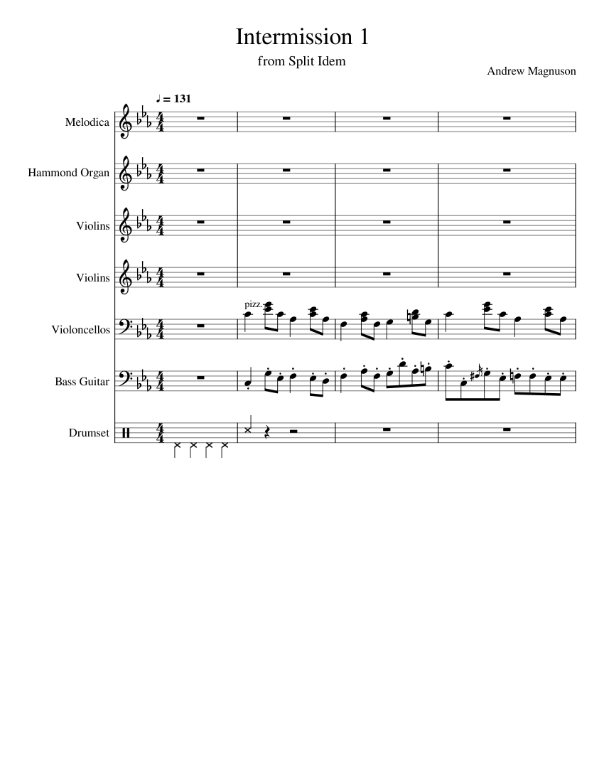 Intermission 1 Sheet music for Organ, Bass guitar, Drum group, Strings ...