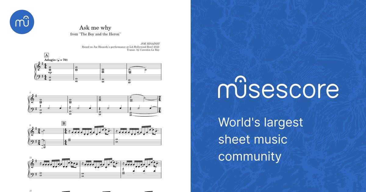 Ask Me Why – Joe Hisaishi (from the Boy and the Heron) Sheet Music for ...