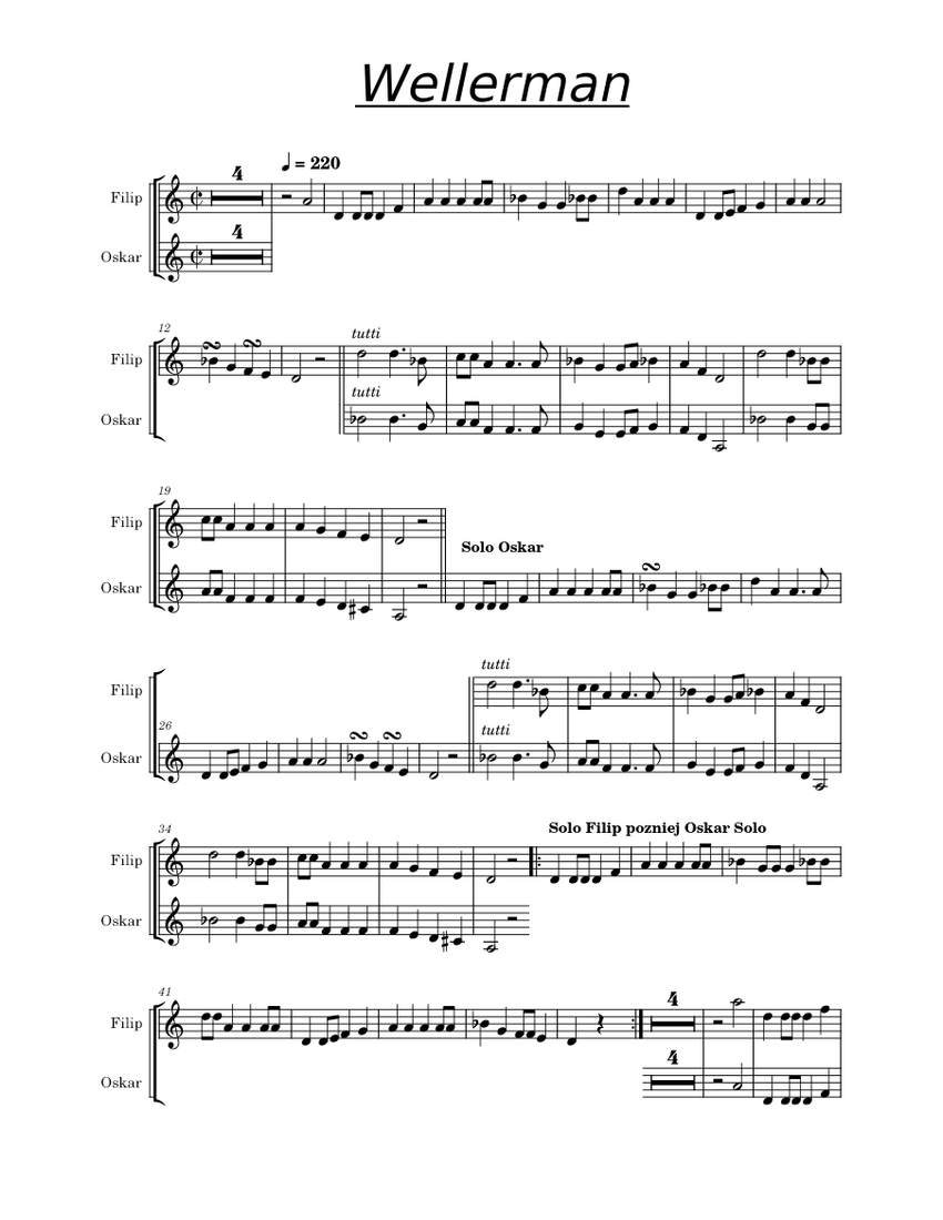 Wellerman - trumpet Sheet music for Trumpet in b-flat (Brass Duet ...