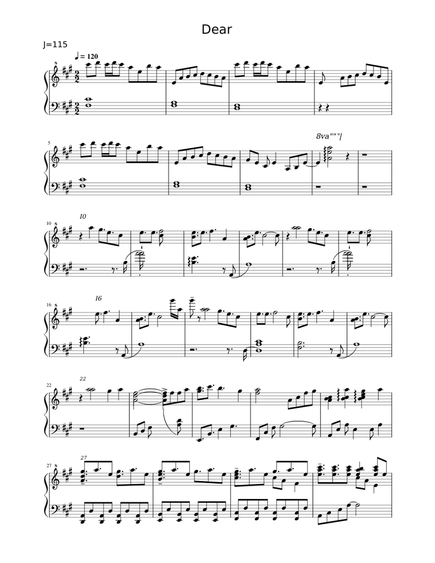 Dear - Hatsune Miku Sheet Music for Piano (Solo) | MuseScore.com