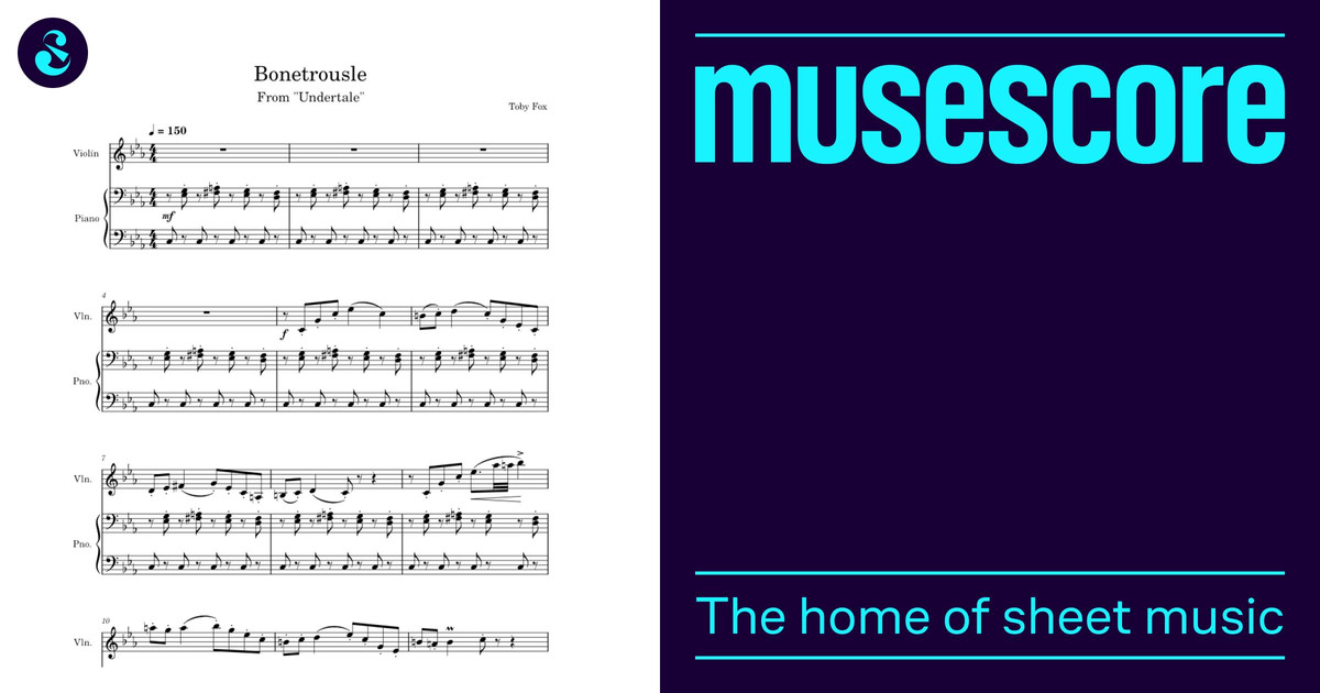 Bonetrousle – Toby Fox Sheet Music for Piano, Violin (Solo) | MuseScore.com
