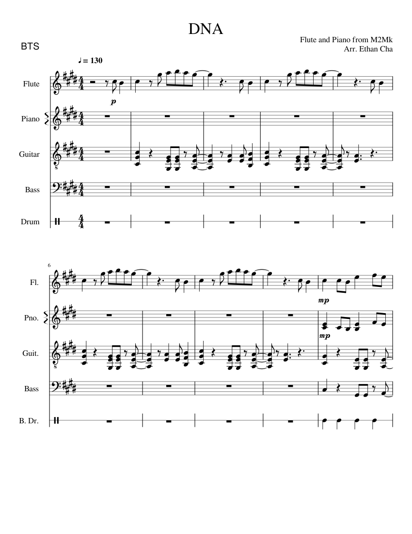 BTS DNA Sheet music for Piano, Flute, Guitar, Bass guitar & more ...