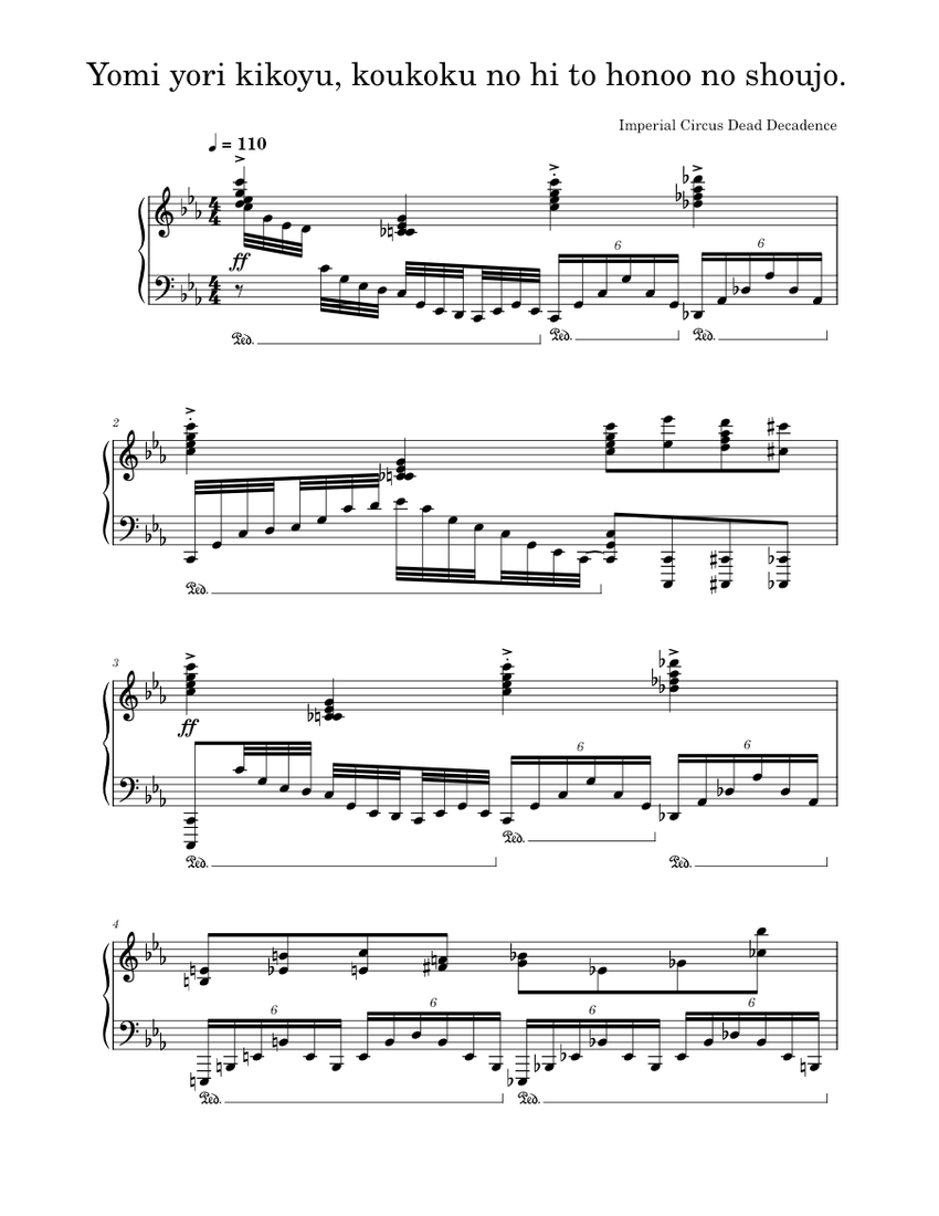 Yomi yori kikoyu, koukoku no hi to honoo no shoujo. Sheet Music for ...