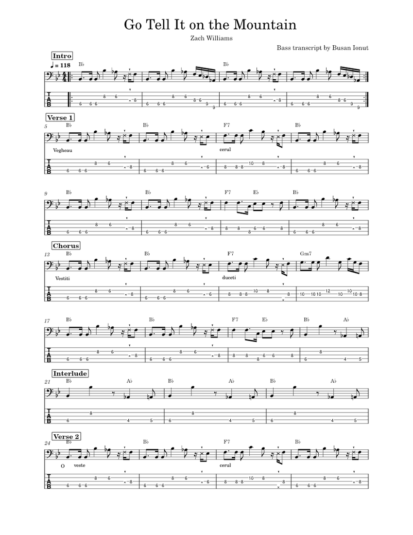 Zach Williams Go tell it on the mountain Sheet Music and Tab with ...