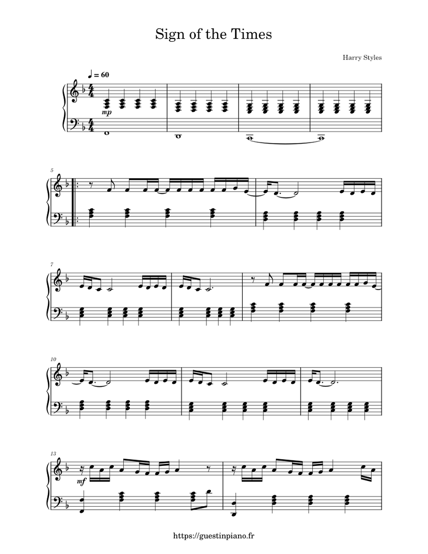 Sign of the Times - Harry Styles Sheet music for Piano (Solo ...